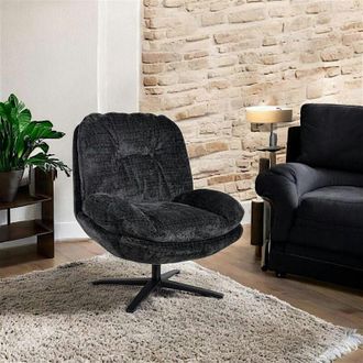 Pier Import Fauteuil confort pivotant tissu doux gris fonc&eacute; IENA