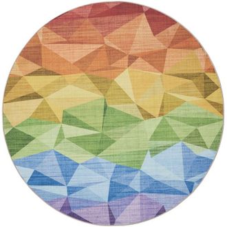 benuta Basic Waschbarer Teppich George - Multicolor 160 cm Rund - Kunstfaser - Rund & im Style: Abstrakt - Pflegeleicht f&uuml;r Wohnzimmer Schlafzimmer - Benuta