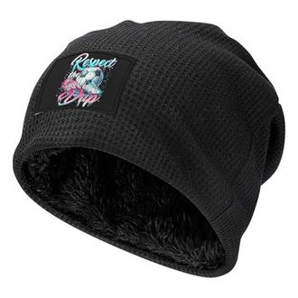 Ahdyr Bonnet en Maille gaufr&eacute;e, Polaire, Chaud, pour lhiver, Noir, pour Hommes et Femmes