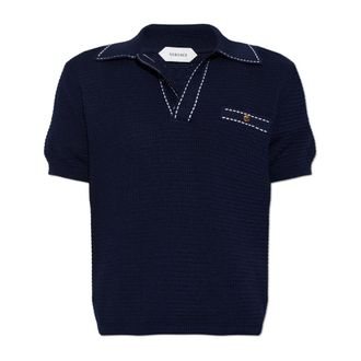 Versace Homme, Pulls, Bleu, Taille: XL Polo Avec Poche