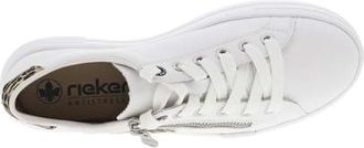 Rieker Tennis Blanches en Cuir l&eacute;opard avec Lacets Blancs et Zip lat&eacute;ral