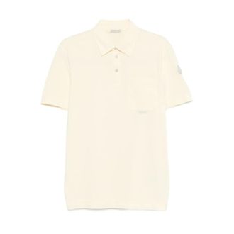 Moncler Femme, Tops, Jaune, Taille: 40 FR Polo en piqu&eacute; avec logo en cuir