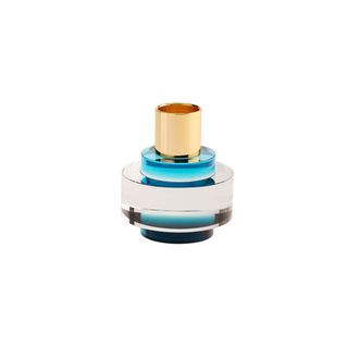 Gift Company Dioptrics Kerzenhalter, Rund, Kerzenständer, Kerzen Halter, Kristallglas, Blau, H 7 cm, 1086803009