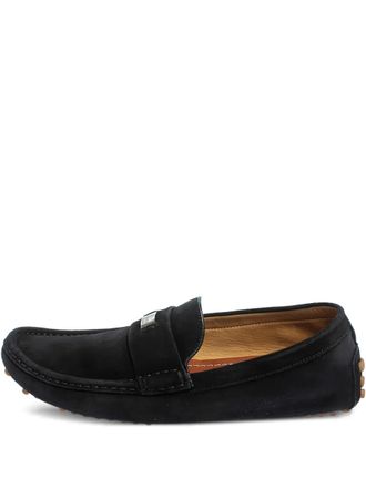 Gucci mocassins en daim à plaque logo - Noir