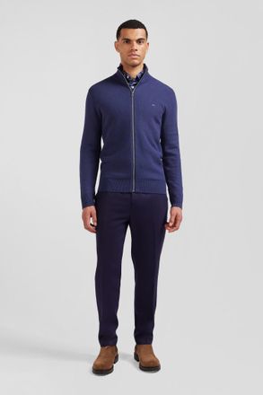 Eden Park Cardigan Zipp&eacute; &Agrave; Col Montant Uni Bleu Marine En Coton