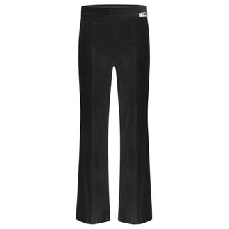 Cambio Schwarze Flared Kn&ouml;chellange Hose mit Spitzenbesatz - - Trousers - Damen - Schwarzk - 2XL
