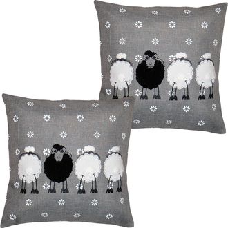 Matches 21 Kissenbez&uuml;ge Brenda 2er 40 x 40 cm Kissenh&uuml;llen mit witzigem Schaf-Motiv f&uuml;r Couch & Sofa Landhaus