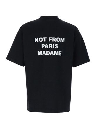 Dr&ocirc;le de Monsieur Mens Cotton T-Shirt With Contrasting Print, Black T-Shirts And Polos