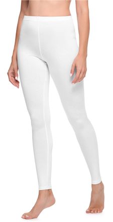 Ladeheid Damen Lange Leggings aus Baumwolle LA40-133 (Weiß, 3XL)