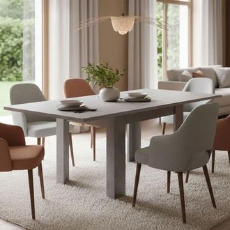 Dmora Ausziehbarer Tisch Otto, zus&auml;tzliche K&uuml;chenkonsole, ausziehbarer Tisch, 100 % Made in Italy, 90 x 90 x 75 cm, Grau