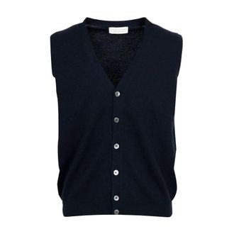 FILIPPO DE LAURENTIIS &Auml;rmelloser Cardigan - - Knitwear - Herren - Blau - 3XL