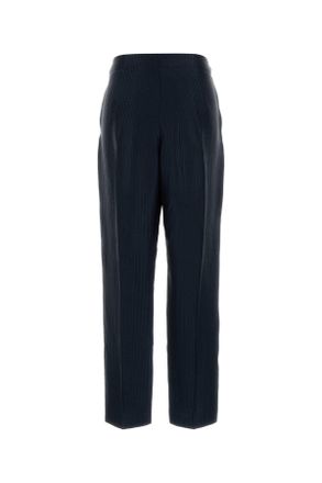 Giorgio Armani Viscose-Wool Blend Trousers - Navy