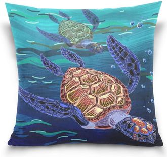 Linomo Kissenbezug 40x40 cm, Meer Tier Schildkr&ouml;te Dekorative Kissenbezug Kissenh&uuml;lle f&uuml;r Couch Sofa Bett Hause