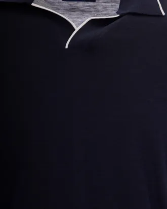 Paul & Shark Cotton-Silk Open Collar Polo Shirt - Blue