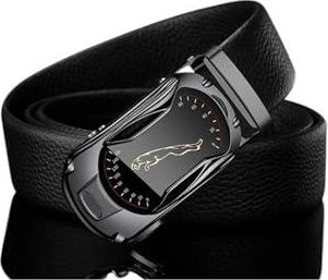 Generic Ceinture &agrave; boucle automatique en cuir v&eacute;ritable pour hommes, sangle en cuir d&eacute;contract&eacute; pour jeans, Couleur 1, 120 cm