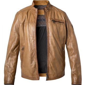 Milestone Herren Lederjacke braun Lammnappa unifarben