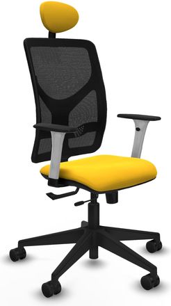 Piqueras y Crespo B&uuml;rostuhl, Kopfst&uuml;tze mit wei&szlig;en und schwarzen Armlehnen, h&ouml;henverstellbare Lendenwirbelst&uuml;tze und festes Kopfteil, ausgestattet mit Syncro/Traslack. 