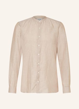 Olymp Hemd Level Five Body Fit Mit Leinen Und Stehkragen beige