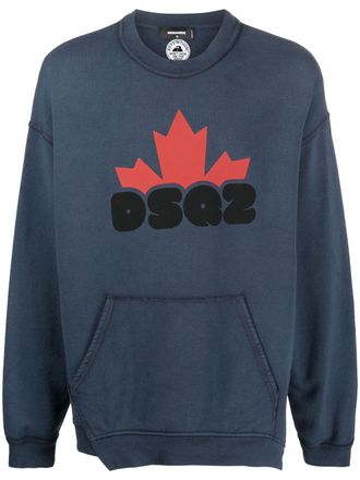 Dsquared2 pull en coton &agrave; logo imprim&eacute; - Bleu