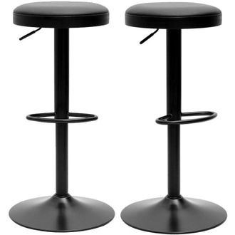 Miliboo Tabourets de bar r&eacute;glables noirs (lot de 2) BYRON