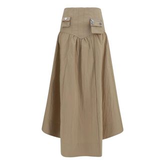 Ganni Midi-Rock mit Korsett-Detail und Raffungen - - Skirts - Damen - Beige - S