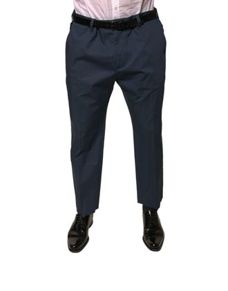 Dolce & Gabbana Blue Cotton Men Skinny Dress Pants Elastane