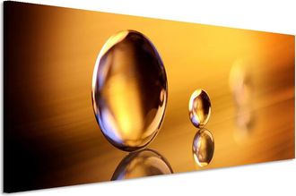 Paul Sinus Art 150x50cm Leinwandbild auf Keilrahmen Hintergrund abstrakt Kugeln rot orange gelb Wandbild auf Leinwand als Panorama