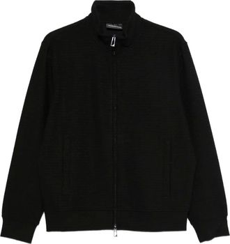 Emporio Armani textured zip-up sweatshirt - Schwarz