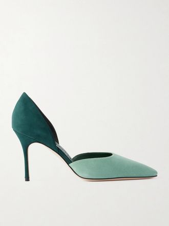 Manolo Blahnik Escarpins En Daim Bicolore Taylerbinu 90 - Vert