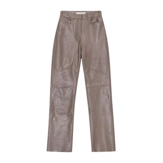 Remain Femme, Pantalons, Gris, Taille: 36 FR Pantalon en Cuir Taille Haute