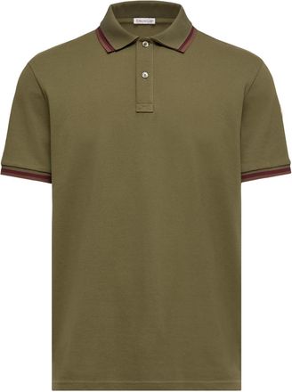 Moncler Moncler Polo En Piqu&eacute; De Coton &Agrave; Col Double, Homme, Vert, Taille: 3xl