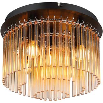 Globo Lighting Deckenleuchte Wohnzimmerlampe Glasst&auml;be Metall Chrom Amber 5-Flammig