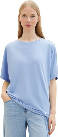 Tom Tailor Damen Basic T-Shirt mit Rundhalsausschnitt, 34587 - Light Fjord Blue, XS
