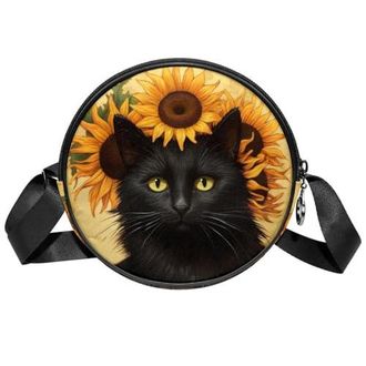 Generic Petit sac &agrave; bandouli&egrave;re rond pour femme, petit sac &agrave; bandouli&egrave;re avec fermeture &eacute;clair et bretelles r&eacute;glables style d&eacute;contract&eacute; pour femmes et filles