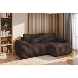 KAISER L-förmiges Bohoo-Ecksofa mit Schlaffunktion stoff Velo Braun Rechts