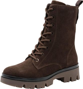 Tamaris Comfort Damen Stiefeletten zum Schn&uuml;ren mit Rei&szlig;verschluss ohne Futter, Braun (Mocca Suede), 37 EU