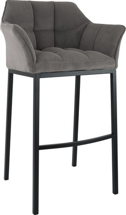 Clp Barhocker mit Lehne Damaso, Barstuhl gepolstert mit Cordbezug, Vierfußgestell aus Metall, Tresenhocker bis 240 kg belastbar, Farbe:Taupe, Gestell Farb