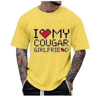 Generic T-shirt imprim&eacute; &agrave; manches courtes pour homme avec inscription &laquo; 2026 Valentines Day I Loved My Girlfriend &raquo;, jaune, 3XL