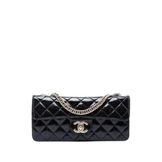 Chanel Sac bandouli&egrave;re matelass&eacute; en cuir verni paillet&eacute; Pre-owned - Femme - Pre-owned - Noir - Taille: ONE Size