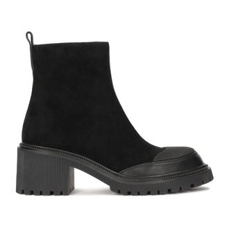 Kazar Schwarze Blockkn&ouml;chelstiefel aus kombinierten Materialien - - Shoes - Damen - Schwarzk - 35 EU