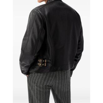 Versace Calf Leather Jacket - Black