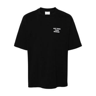 Dr&ocirc;le de Monsieur Homme, Tops, Noir, Taille: XS T-shirt Noir Col Rond avec Imprim&eacute; Slogan