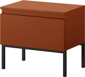 Selsey Nachttisch Beistellschrank Beistelltisch Nachtschrank Mit Schublade Ziegelrot Schwarze Beine Bemmi