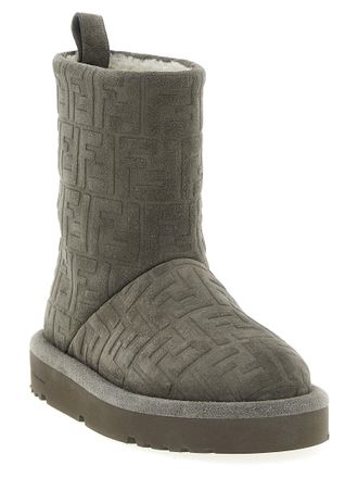 Fendi Womens Gray Calfskin Ankle Boots