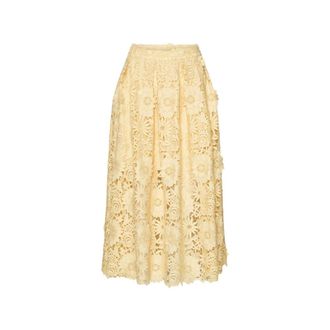 Rotate Rotate Birger Christensen, Femme, Jupes, Beige, Taille: 42 FR 3D Lace Midi Skirt
