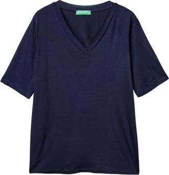 Benetton T- Shirt 3z12d401g, Bleu, Large Femme