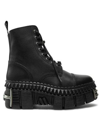 New Rock Schn&uuml;rstiefel M-WALL083CCT-S9 Schwarz