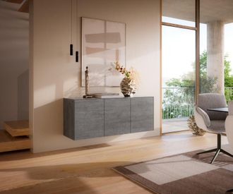 DELIFE Sideboard Cuor 150 cm Keramik Beton Grau 3 T&uuml;ren Schwebend, Sideboards