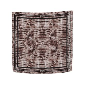 Elisabetta Franchi Seiden-Twill-Foulard-Schal mit Alligator-Print - - Accessories - Damen - Mehrfarbig - ONE SIZE