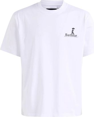 Barbour Homme, Tops, Blanc, Taille: XL T-shirt Graphique Oversize